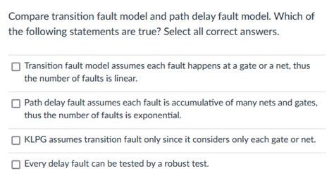 solved compare transition fault model and path delay fault