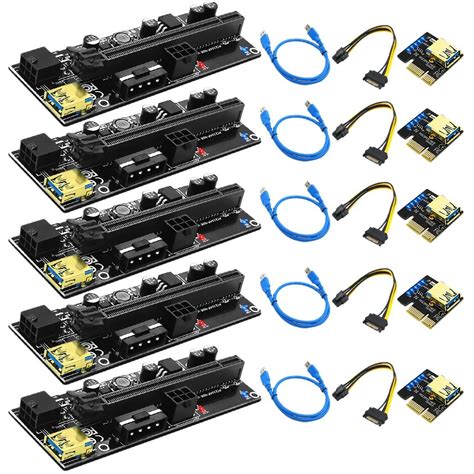 Графическая плата PCI-E от 1X до 16X USB3.0 60 см для майнера BTC (5 шт ...