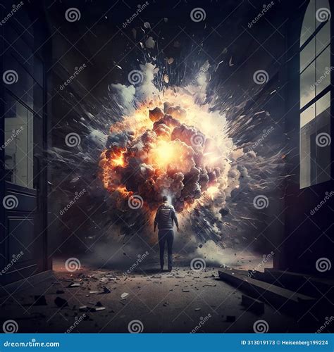Man Standing On A Big Explosion Stock Illustration Illustration Of