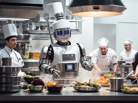 Premium Ai Image Robot Chef Cooking In The Kitchen Ai Generated