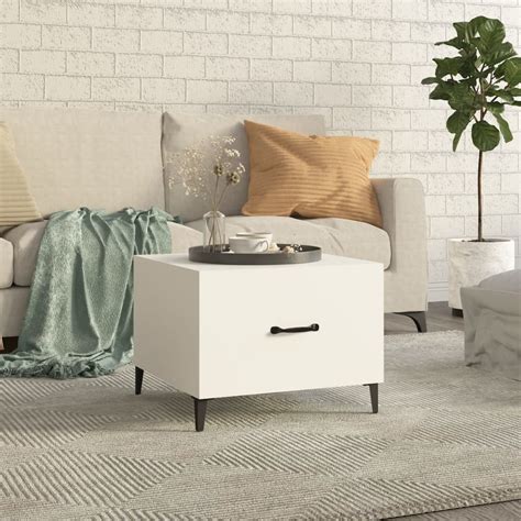 vidaXL Stolik kawowy z metalowymi nogami biały 50x50x40 cm vidaXL