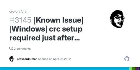 Known Issue Windows Crc Setup Required Just After Installation