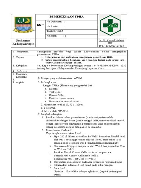 Sop Pemeriksaan Tpha Pdf