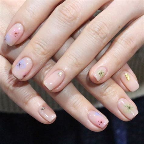Unistella Flowernails Flower 꽃네일 물감네일 누드네일 Nudenails