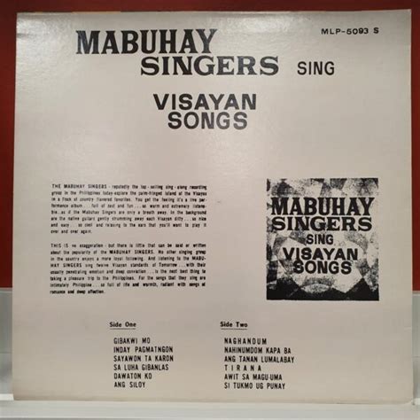 Mabuhay Singers ‎ Visayan Songs Vgvg Rocky Road Records