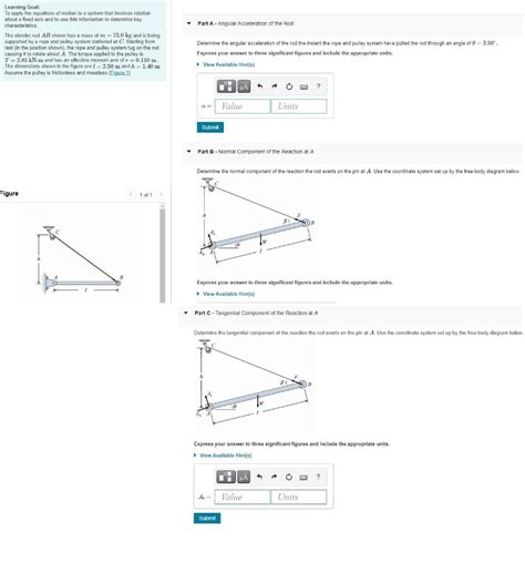 solved part a angular acceleration of the rod learning
