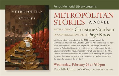 Upcoming Event Author Talk With Christine Coulson Perrot Memorial