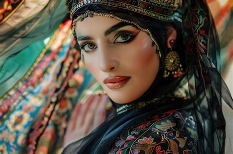 Premium Photo Arabian Woman In Traditional Emirati Dress Celebrates