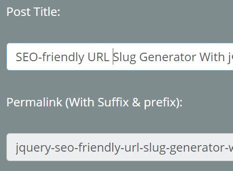 Seo Friendly Slug Generator With Jquery Slugger Free Jquery Plugins