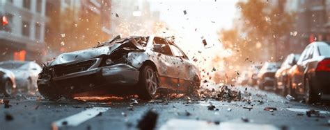 Car Accident Crash Collision With Injury And Damage Panorama Banner