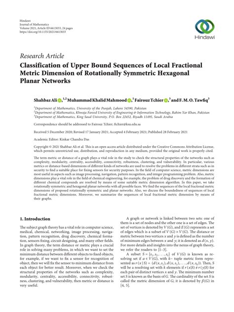 Pdf Classification Of Upper Bound Sequences Of Local Fractional Metric Dimension Of
