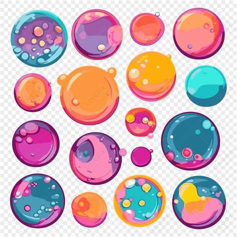 거품 클립 아트 벡터 귀여운 핑크 만화 세트물성페인트 Png 일러스트 무료 다운로드 Lovepik