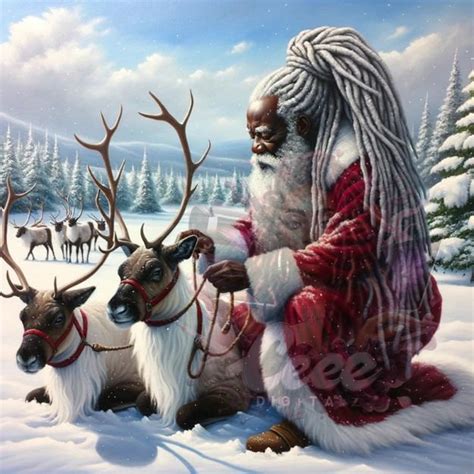 Locd African American Santa Claus Digital Art Etsy