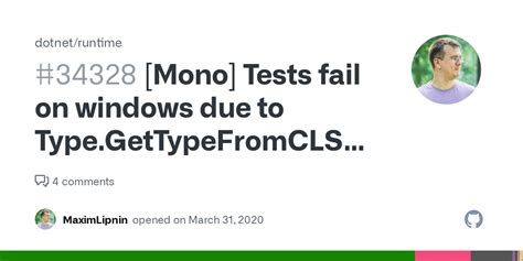 Mono Tests Fail On Windows Due To Typegettypefromclsid Not Implemented · Issue 34328