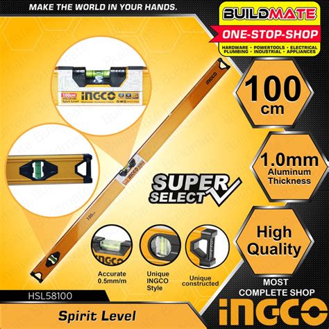 Ingco Spirit Level 100cm Bubble Level Aluminum Spirit Leveler Bubble L