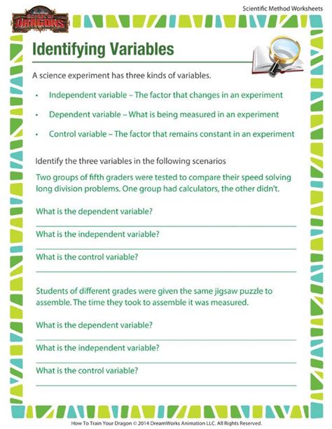 Practice Identifying Variables Worksheet