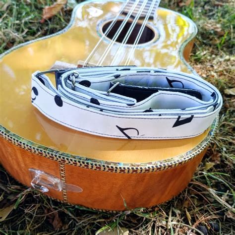 Monochrome Musical Notes Ukulele Strap Black A Folksy