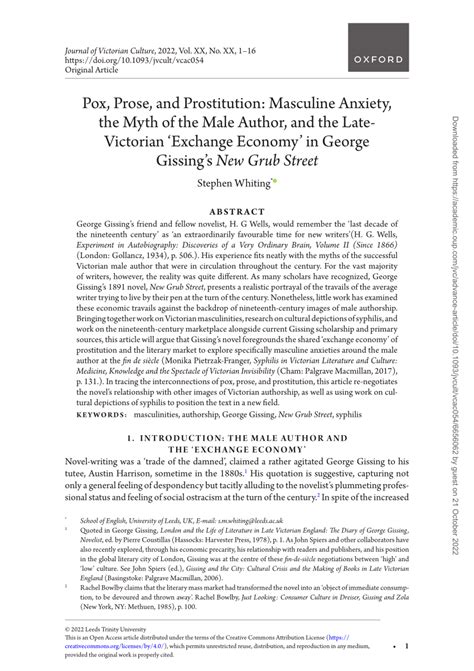 Pdf Pox Prose And Prostitution Masculine Anxiety The Myth Of The