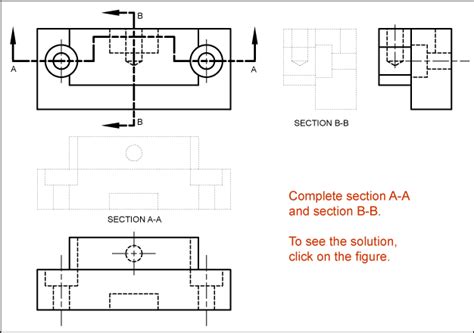 sectional view engineering drawing exercises at