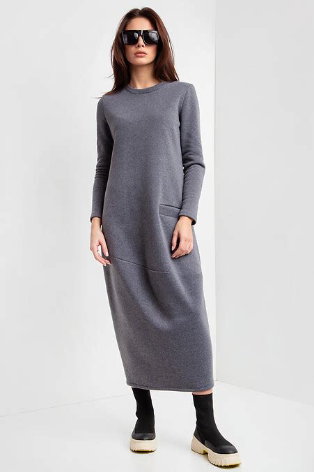 Длинное трикотажное платье Opra на флисе с широкой юбкой и застежкой на спине Garne 3033795