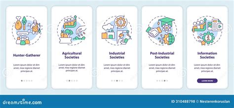Types Of Society Onboarding Mobile App Screen Stock Vector Illustration Of Sociology