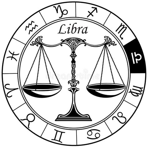 Libra Zodiac Sign Black White Stock Vector Illustration Of Zodiac