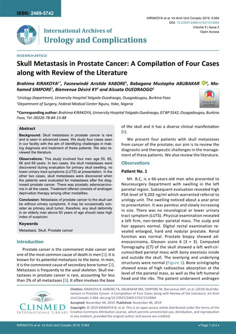 Pdf Skull Metastasis In Prostate Cancer A Compilation Of Four Cases Along With Review Of The