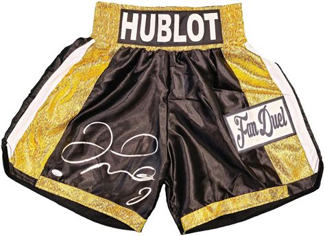 Floyd Mayweather Jr Autographed Black And Gold Boxing Trunks Jsa 228781