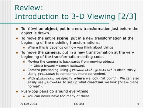 Projection In 3 D Glenn G Chappell Ppt Download