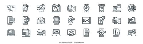 Linear Internet Security Icon Pack Vector Stock Vector Royalty Free