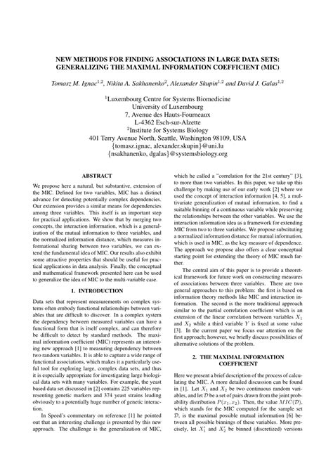 Pdf New Methods For Finding Associations In Large Data Sets