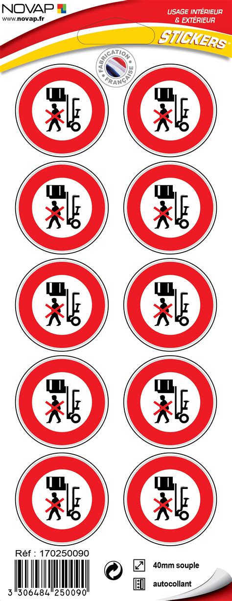 Planche 10 Pictogrammes Ø 40mm Interdit De Passer Sous La Charge 4250090 Bricoman