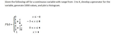 Solved Given The Following Cdf For A Continuous Variable Chegg Com