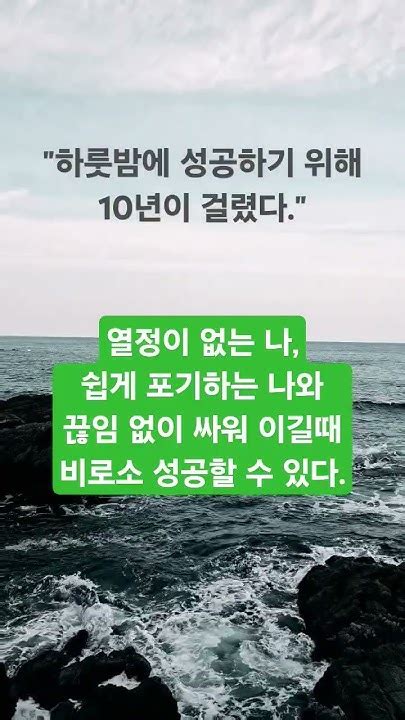 성공을 위한 단 하나의 명언 명언 성공 조언 자기계발 Youtube