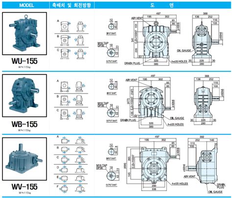 삼양감속기 맥스21 웜감속기 도면 및 캐드 155형 네이버 블로그