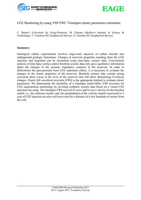 Pdf Time Lapse Vsp Viscoelastic Full Waveform Inversion For Co2 Monitoring