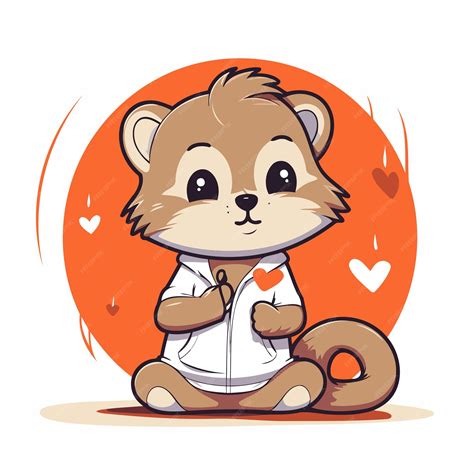 Premium Vector Cute Cartoon Chipmunk With A Heart Vector Illustration