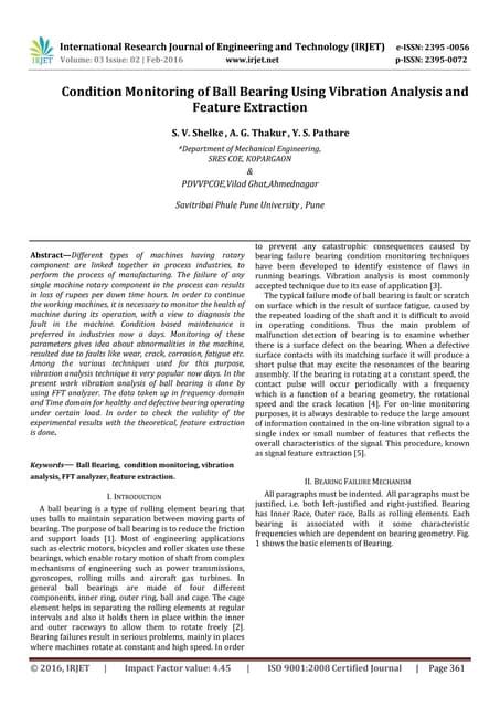 Condition Monitoring Of Ball Bearing Using Vibration Analysis And