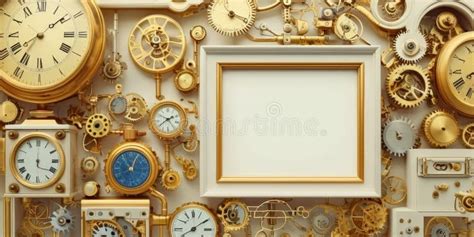 Frame Surrounded By Many Different Types Clocks Stock Illustration Illustration Of Room