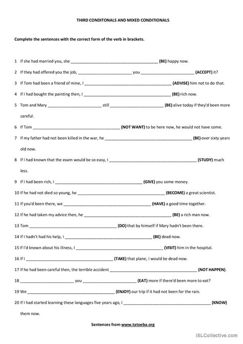 Third Conditionals And Mixe English Esl Worksheets Pdf And Doc