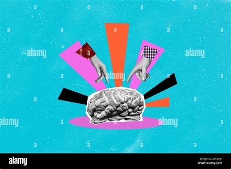 Composite Photo Collage Of Hands Point Core Brain Cortex Neurology