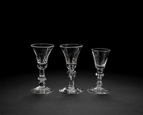 Bonhams Three Baluster Wine Glasses Circa 1720 30