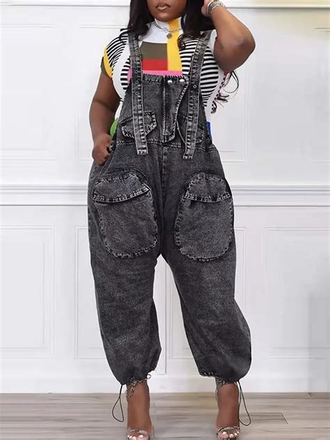 Wide Leg Denim Overalls