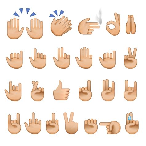Ensemble Dicônes Et De Symboles Mains Emoji Illustration Vectorielle