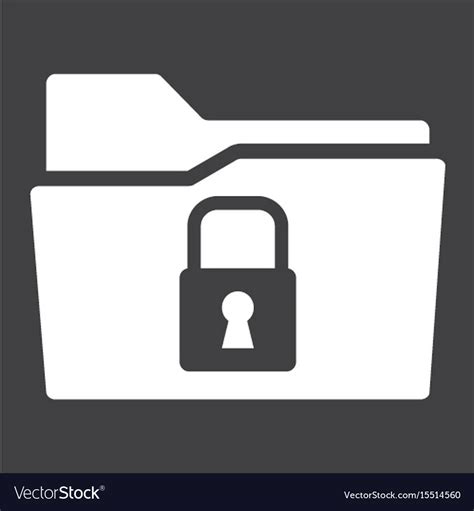 Secure Data Folder Solid Icon Security Padlock Vector Image