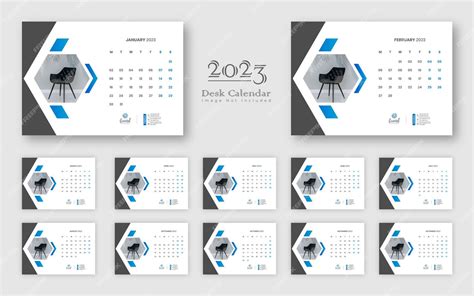 Diseño De Plantilla De Calendario De Escritorio 2023 Vector Premium