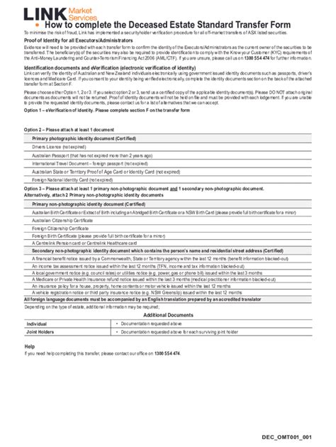 2023 2025 Au Link Market Services Limited Deceased Estate Standard
