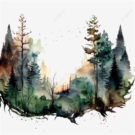 Bosque Arboles Acuarela Png Bosque Arboles Rbol Png Imagen Para