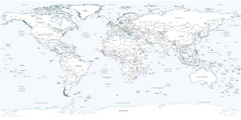 Premium Vector Political Simple Outline World Map Equirectangular Projection