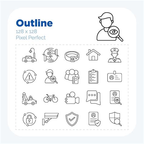 Premium Vector Security Service Icon Set Outline Style Vector Pixel
